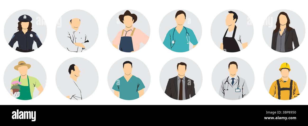 vector illustration of different occupational people Stock Vector Image ...