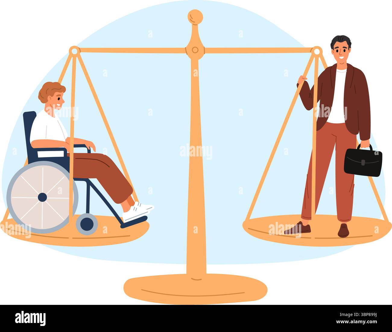 Male businessman and guy in wheelchair weigh in equal rights for people ...