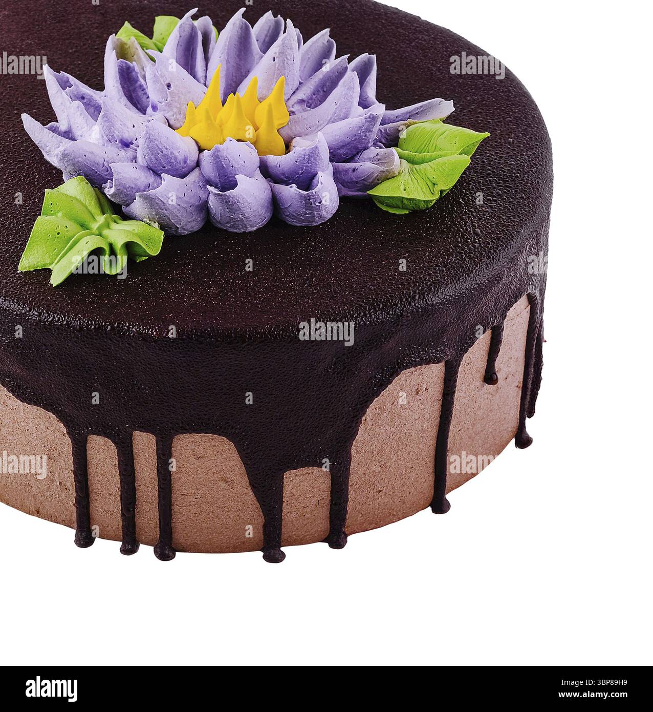 Food, Chocolate cake with dripping chocolate icing decorated with ...