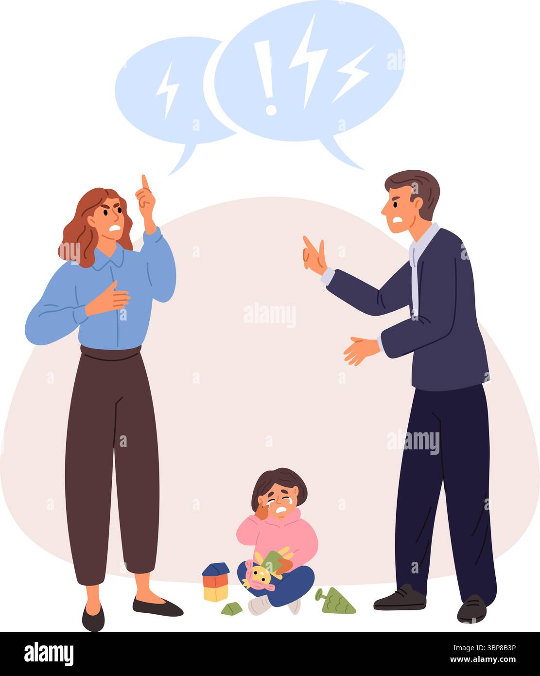 Family conflict. Man and woman fighting. Baby crying. Couple divorce ...