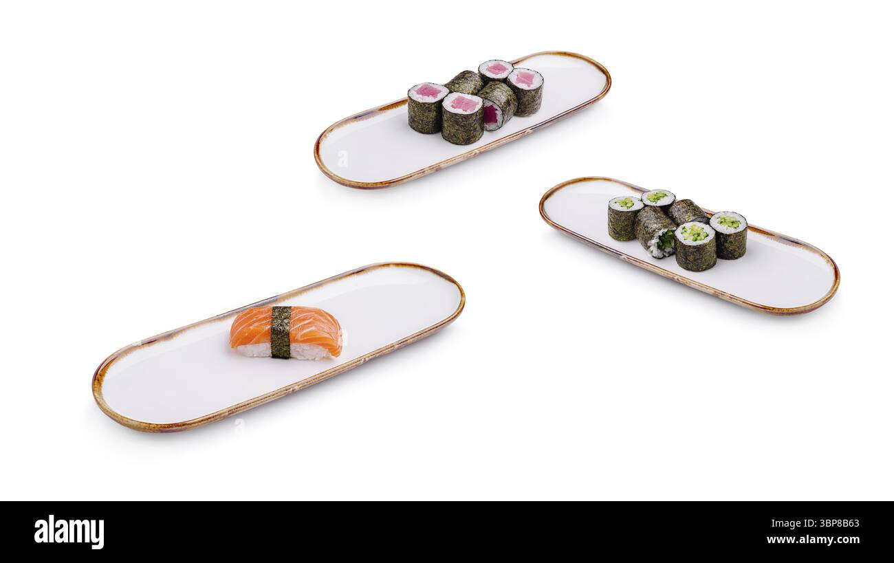 Variety sushi maki nigiri Cut Out Stock Images & Pictures - Alamy