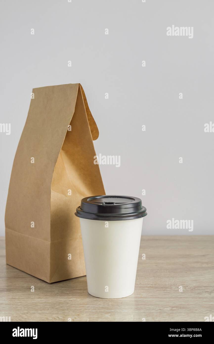 Contactless food delivery during. Mockup of dekivery service. Empty ...