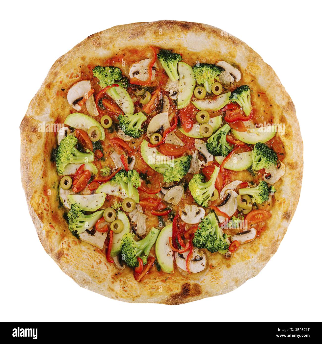 Food, Vegane Pizza mit Brokkoli, Champignons und Zucchini Stock Photo ...