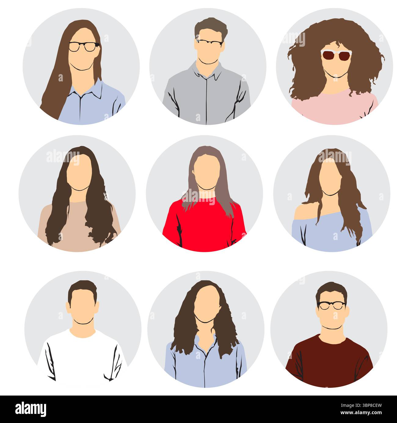 Collection round avatar icons hi-res stock photography and images - Alamy