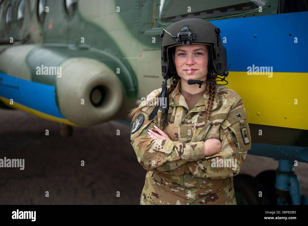 A servicewoman of the 28th Separate Mechanised Brigade of the Knights ...