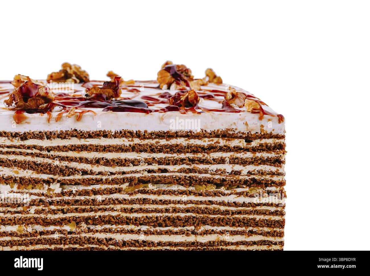 Food, Delicious multi-layered cake with walnuts and caramel topping ...