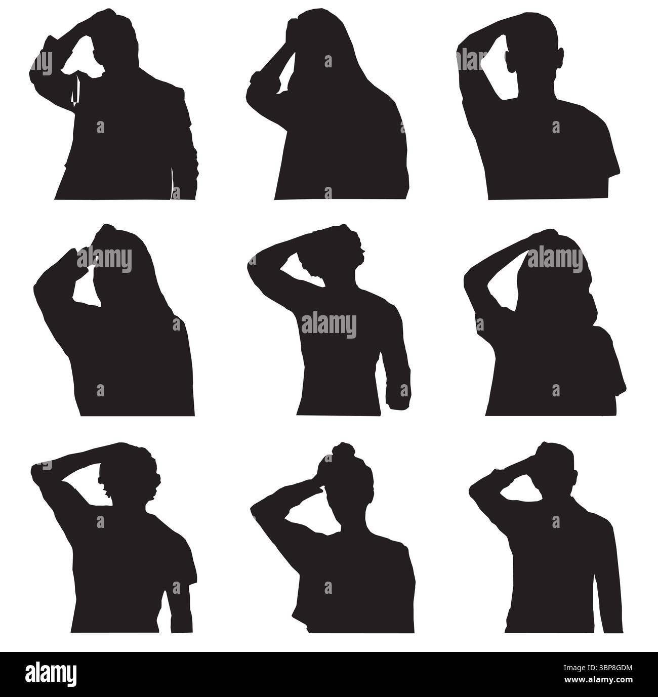 silhouette collection of people half isolated Stock Vector Image & Art ...