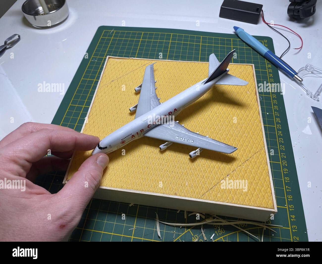 An aircraft model of an Air Canada 747 under construction Stock Photo ...