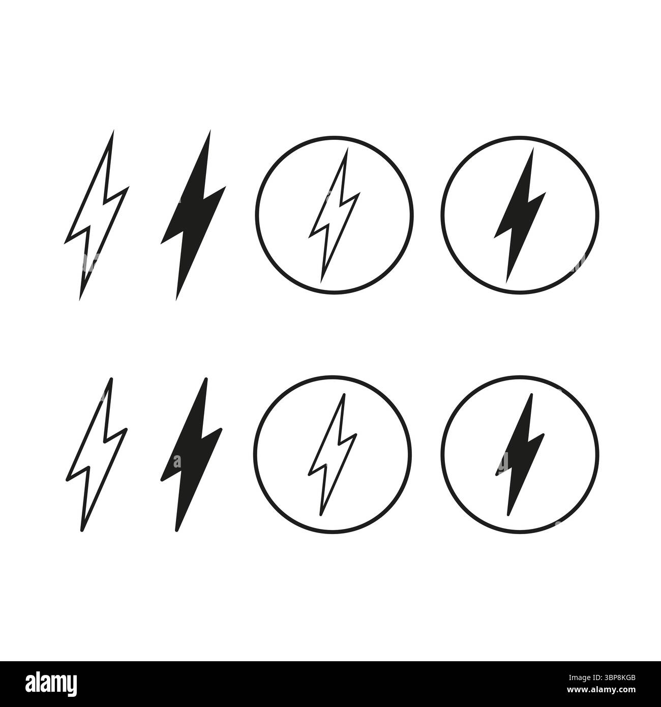 Lightning bolt icons. Electric power symbols. Energy charge elements ...