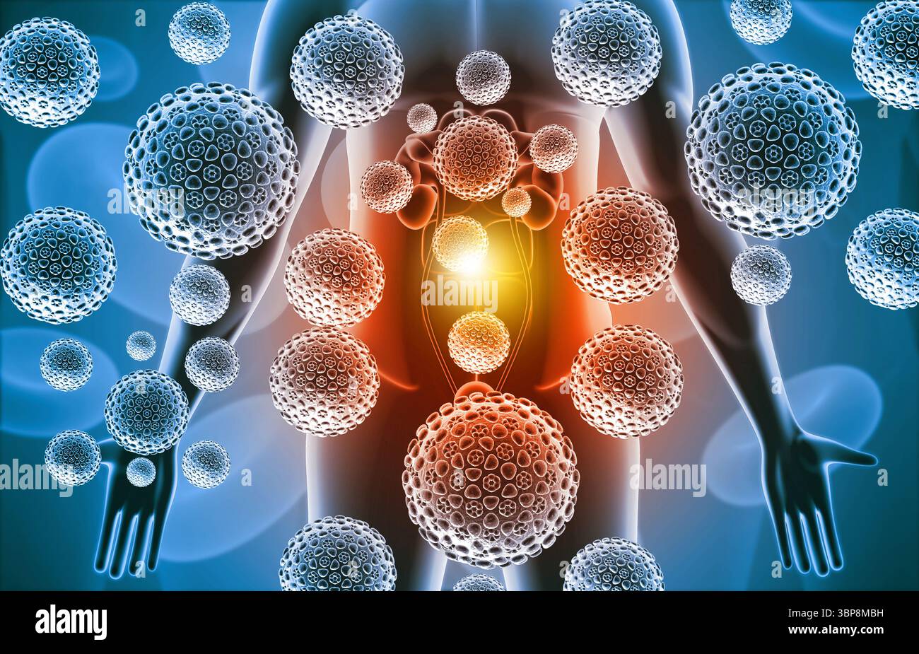 Human body with virus. 3d illustration Stock Photo - Alamy