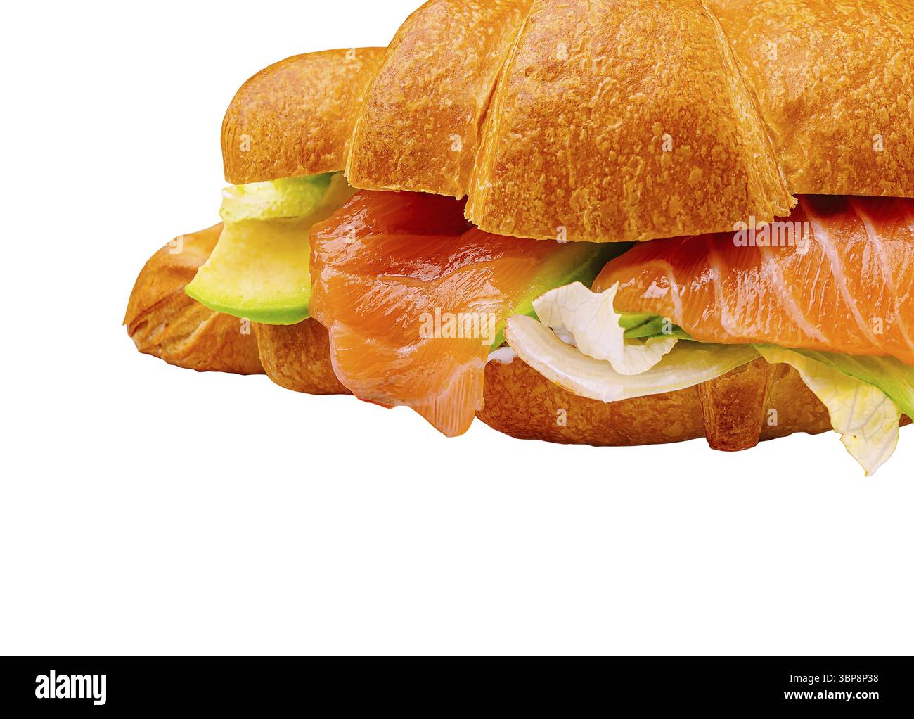Food, A croissant sandwich features layers of smoked salmon, crisp ...