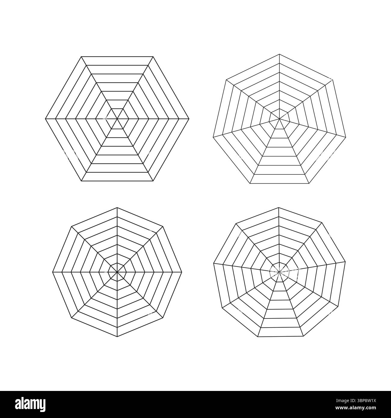 Radar, spider diagram templates. Spider mesh. Polygon graphs. Diagrams ...