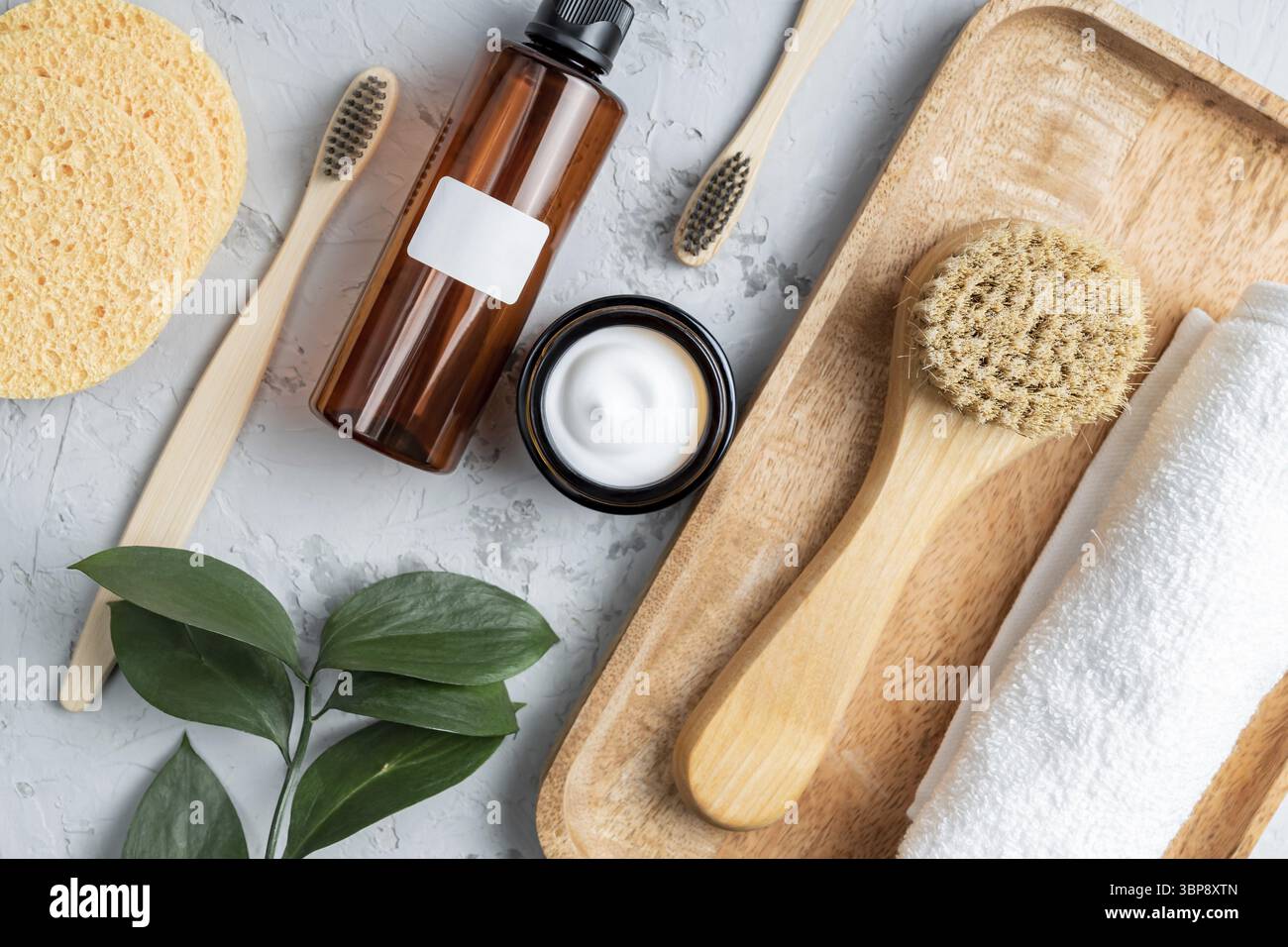Natural SPA cosmetic products. Composition with bottles of essential ...