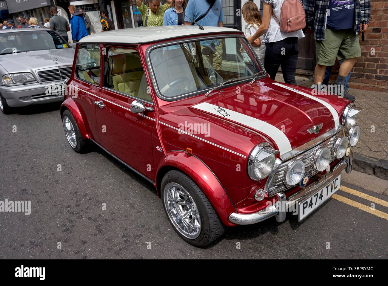 Mini Cooper, 1997, red, stripes, British small car Stock Photo - Alamy