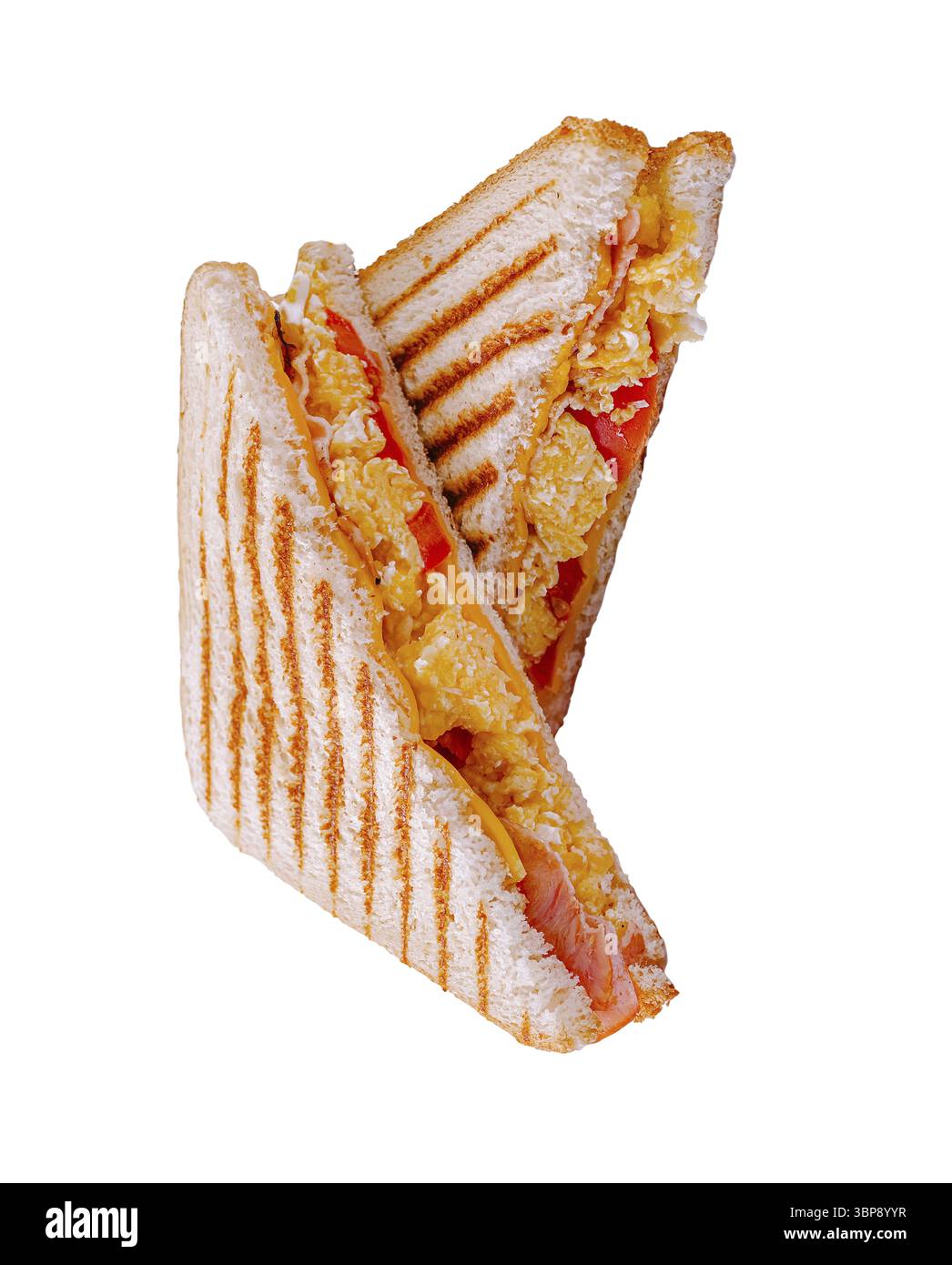 Food, A perfectly grilled sandwich cut into two triangles displays ...