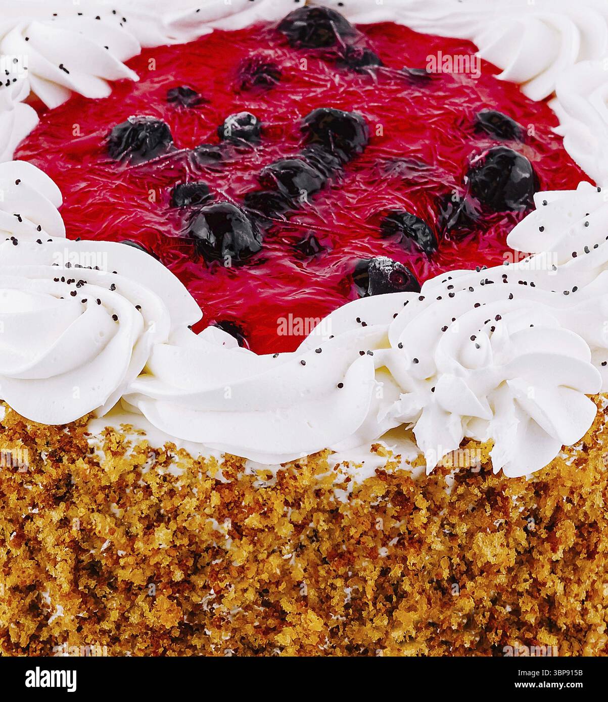 Food, Delicious cake with layers of sponge cake, berries jam and rich ...