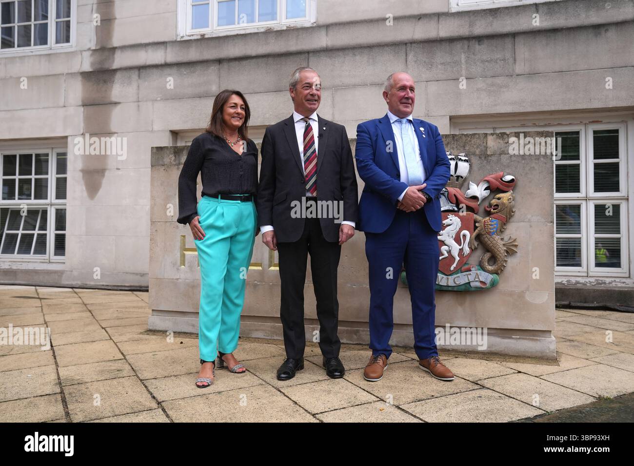 Reform UK leader Nigel Farage and (left to right) the Head of Kent ...
