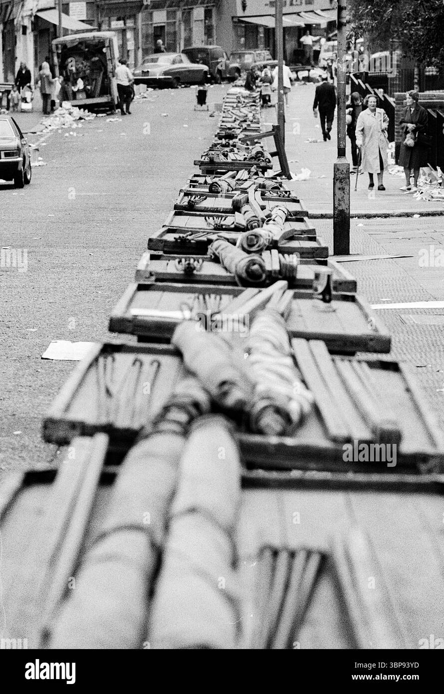 Market tables Black and White Stock Photos & Images - Alamy