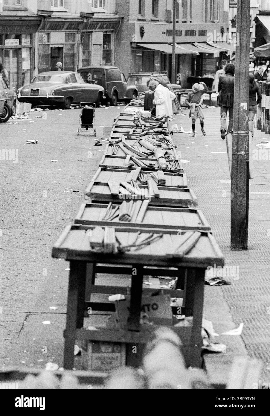 Market tables Black and White Stock Photos & Images - Alamy