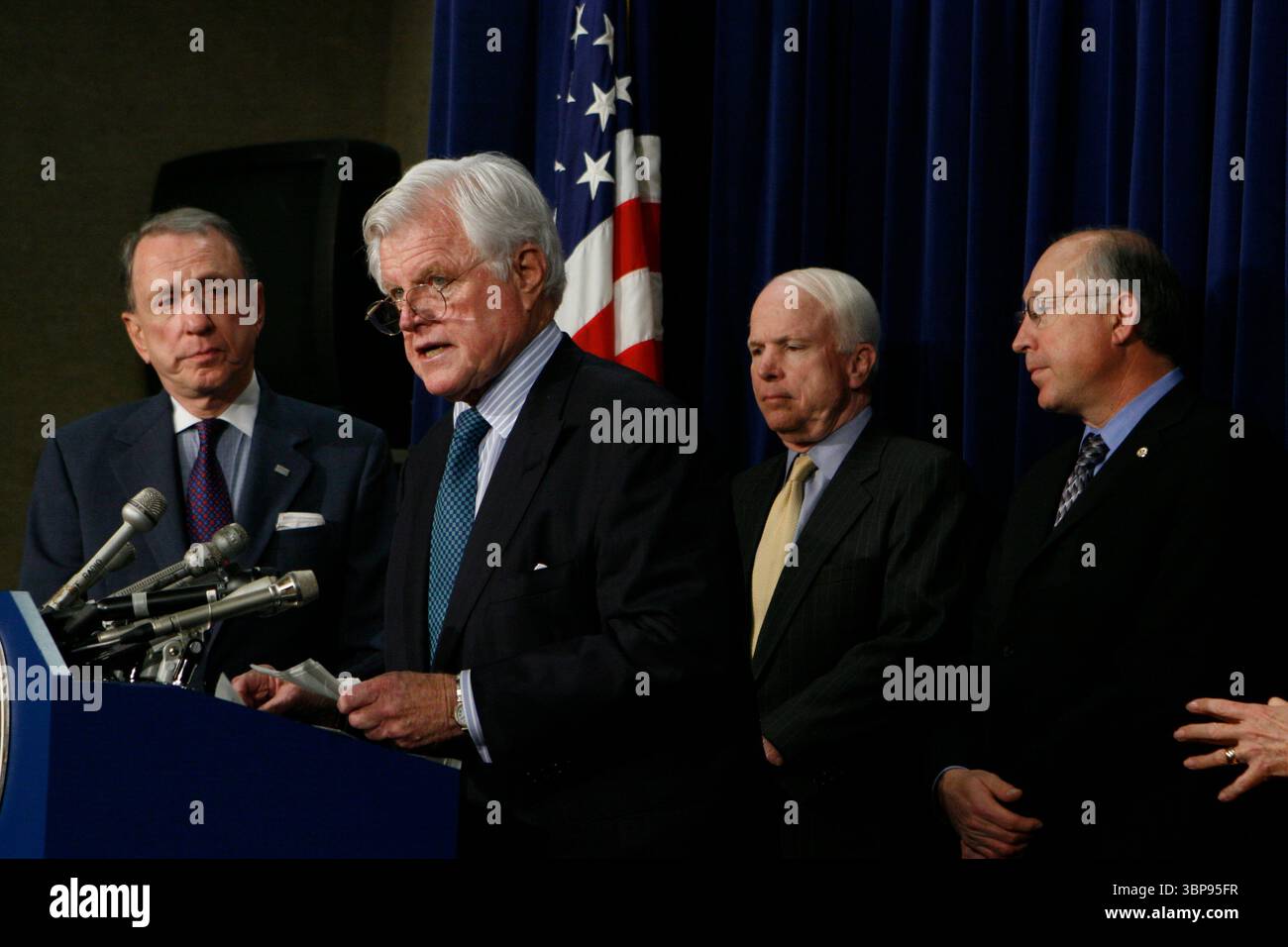 Senator Kennedy at a press conference Stock Photo - Alamy