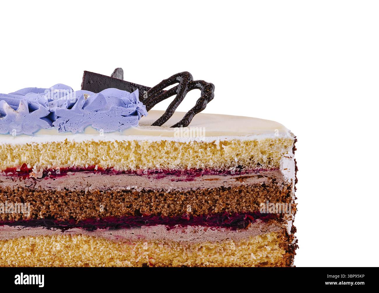Food, Multi-layered cake with chocolate and vanilla layers is showing ...