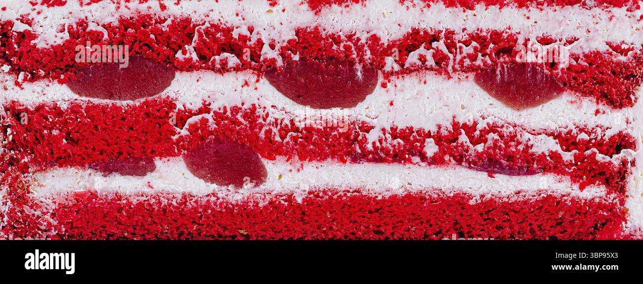 Food, This dessert features vibrant red velvet cake layered with creamy ...