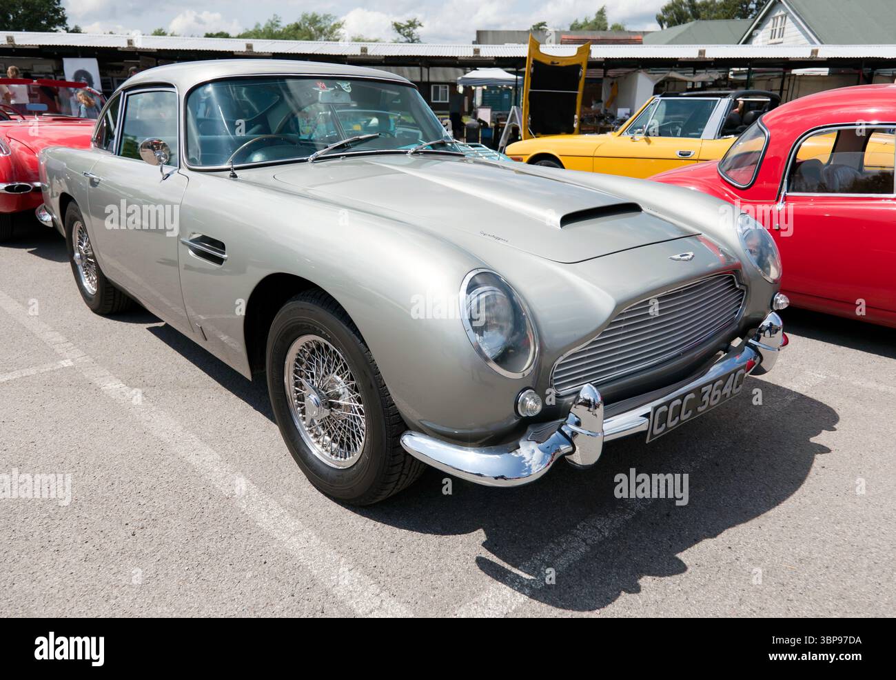 Three-quarters Front View of a Silver 1965, Aston Martin DB5, on ...