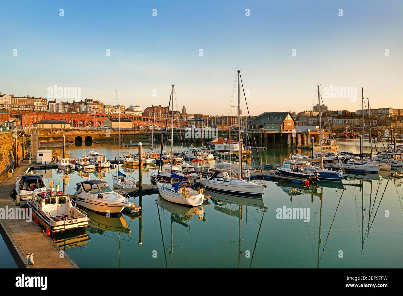UK, Kent, Thanet, Ramsgate Harbour, Outer Harbour Marina and Lifeboat ...