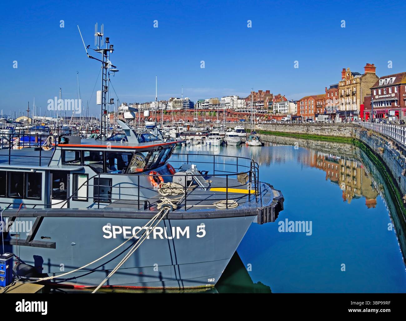 UK, Kent, Thanet, Ramsgate Harbour and Spectrum 5 Crew Transfer Vessel ...
