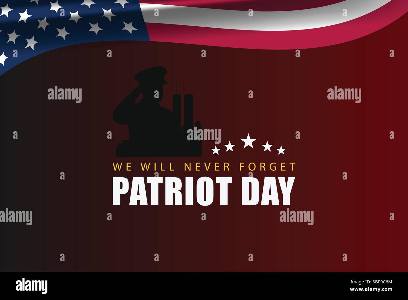 Patriot Day 911 Remembrance Banner With Saluting Soldier and Waving ...
