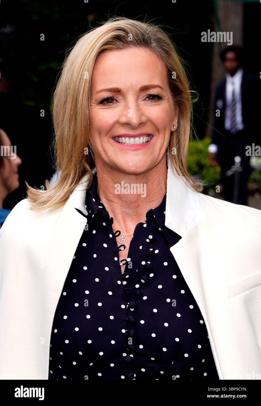 Gabby Logan on day eight of the 2025 Wimbledon Championships at the All ...