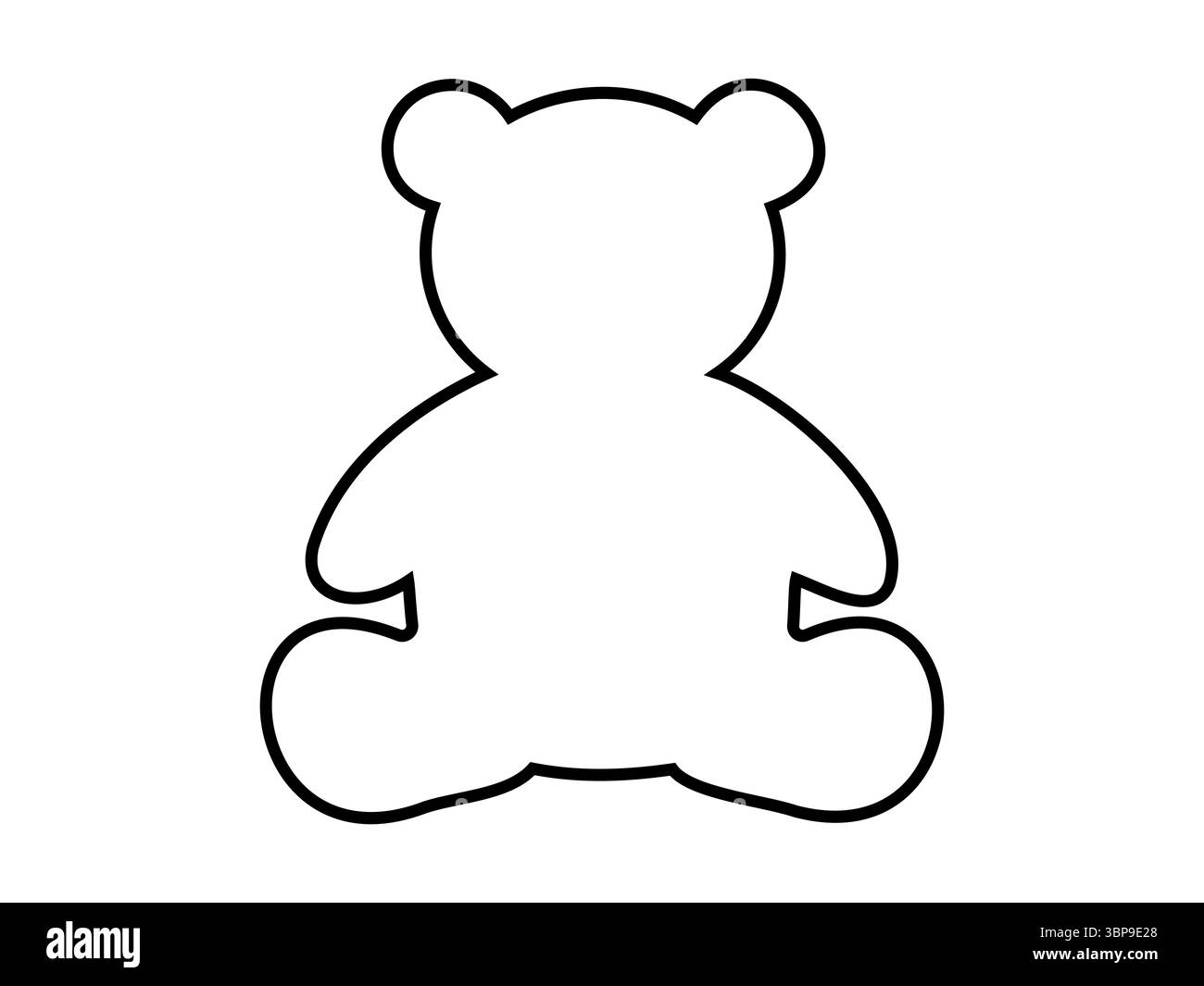 Black outline of toy bear in seated pose, isolated on white background ...