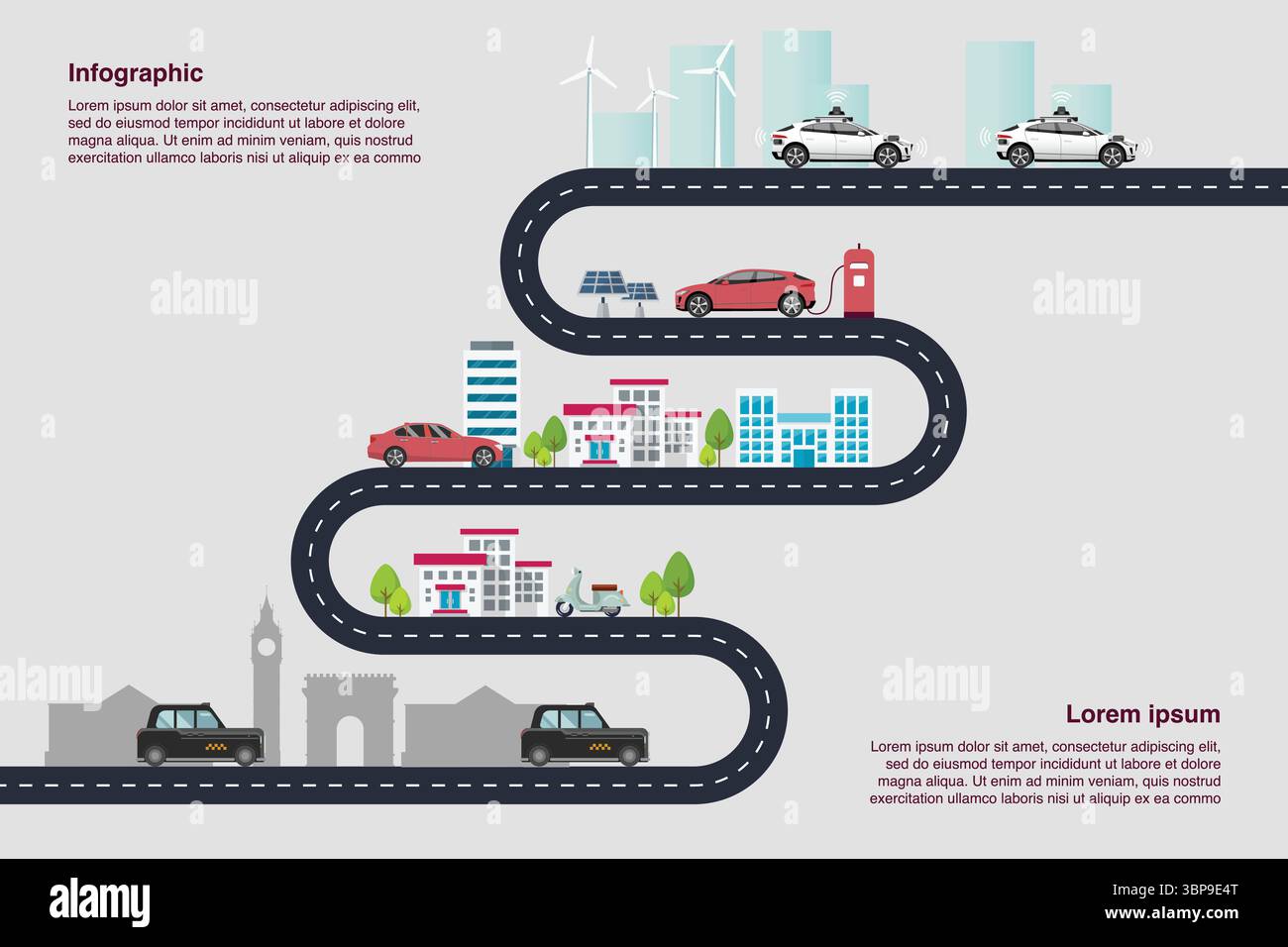 Development of car infographic. Concept of successive steps of car ...
