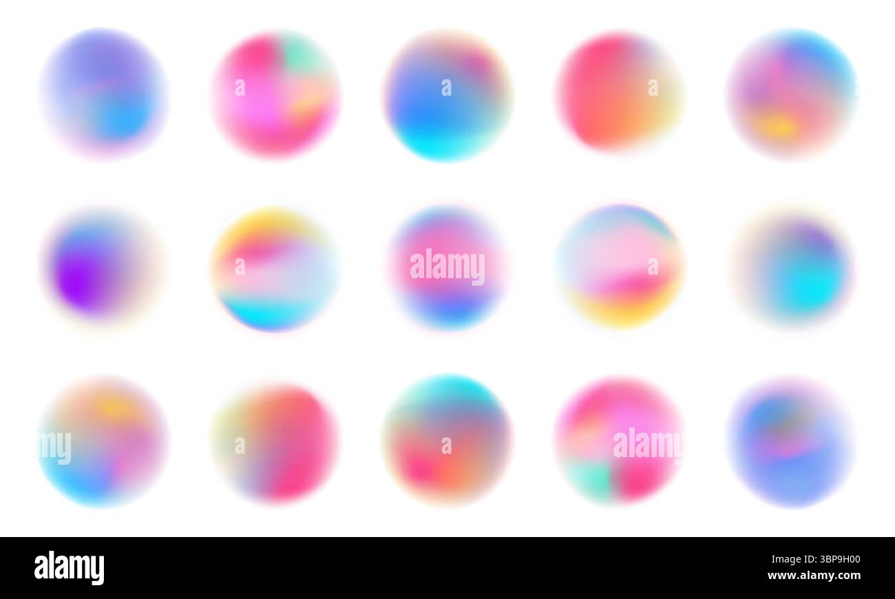 Set of colorful watercolor translucent gradient samples, Smooth ...