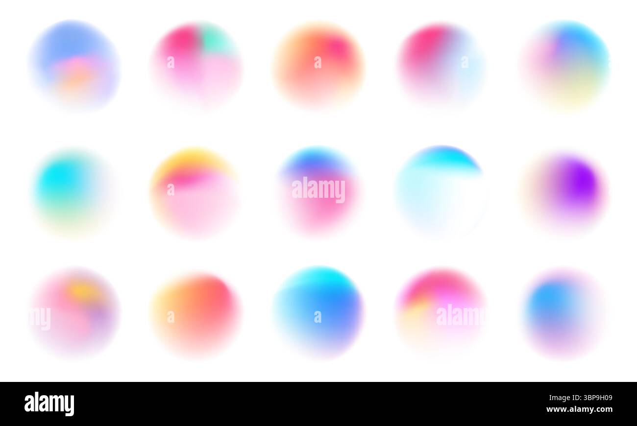 Set of colorful watercolor translucent gradient samples, Smooth ...