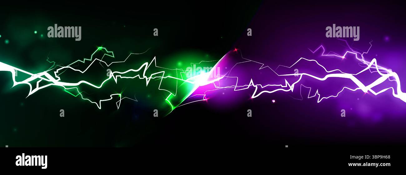 Electric vs thunder battle with purple lightning bolts clashing against ...