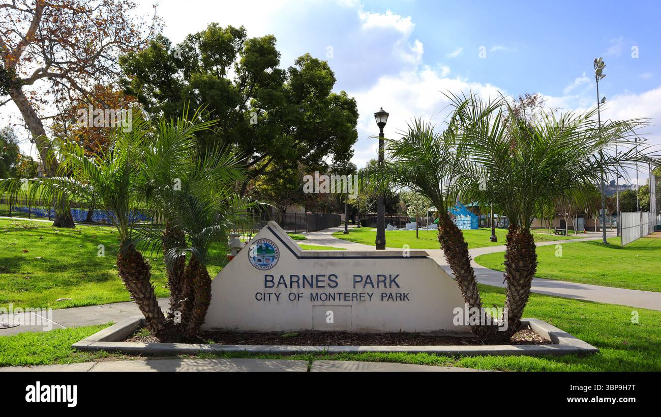 Monterey Park, California: View of Barnes Park, a Public Green Space in ...