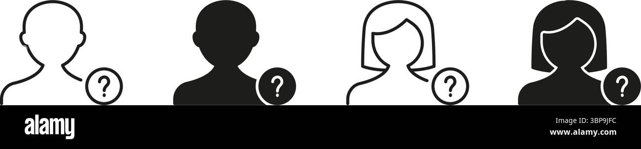 Anonymous User Profile With Question Mark Icon Set. Identity Unknown ...