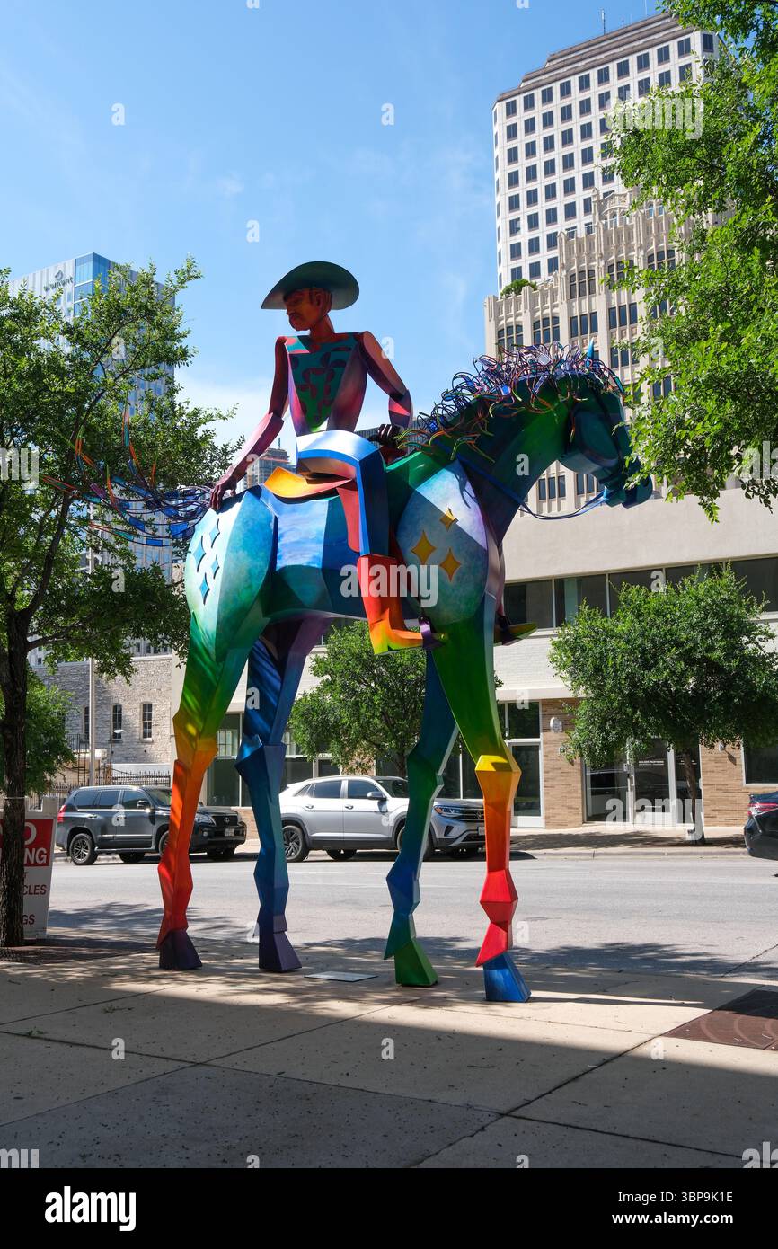 27 MAY 2025 Austin, TX, USA - Colorful street sculpture and art as part ...