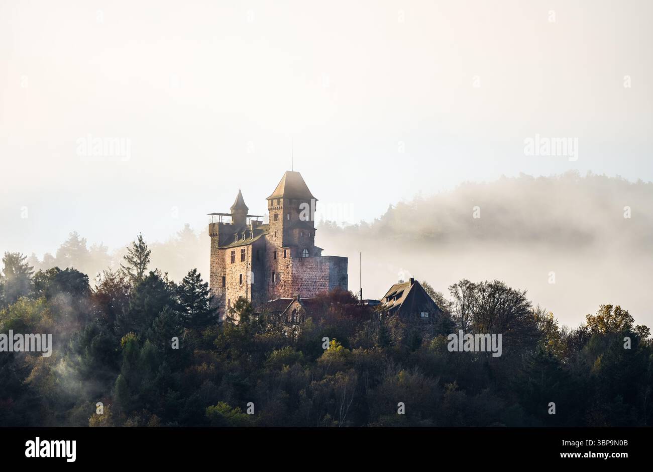 View of Berwartstein Castle near Erlenbach near Dahn. Medieval rock ...
