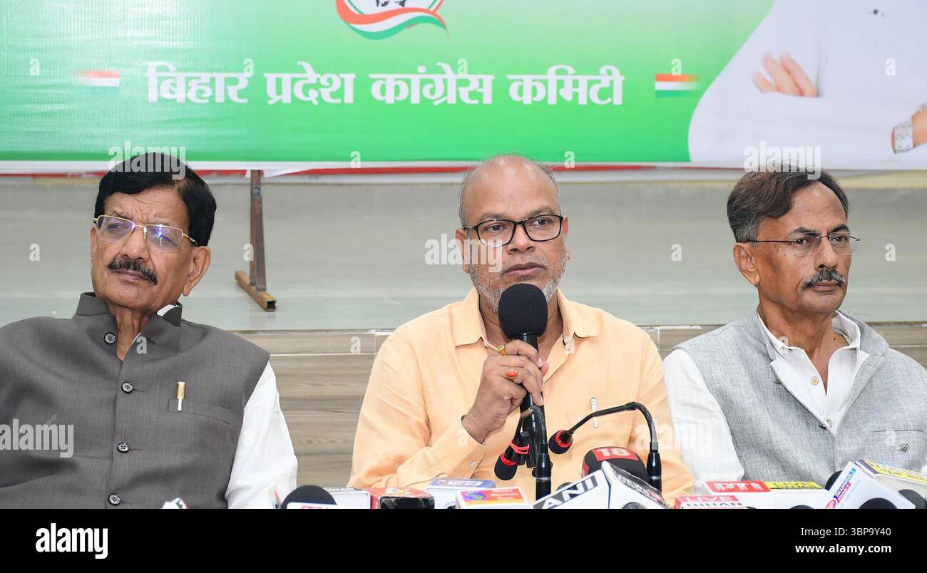 PATNA, INDIA - JULY 6: Bihar Congress president Rajesh Ram addressing a ...