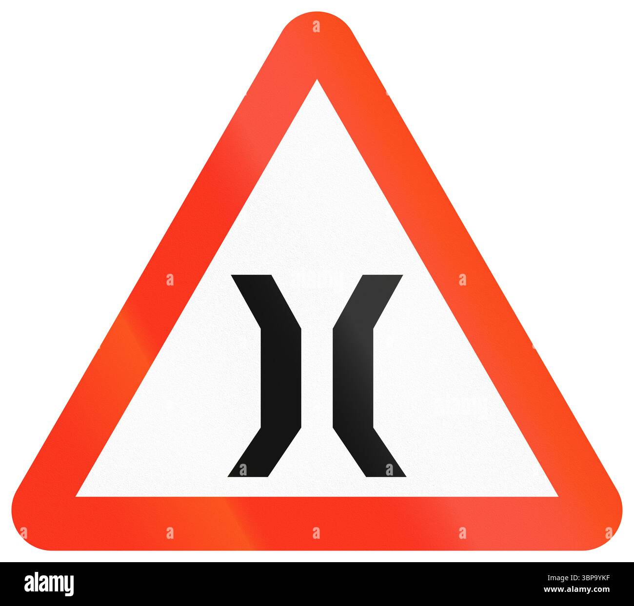 Warning road sign in Bangladesh - Narrow bridge ahead Stock Photo - Alamy