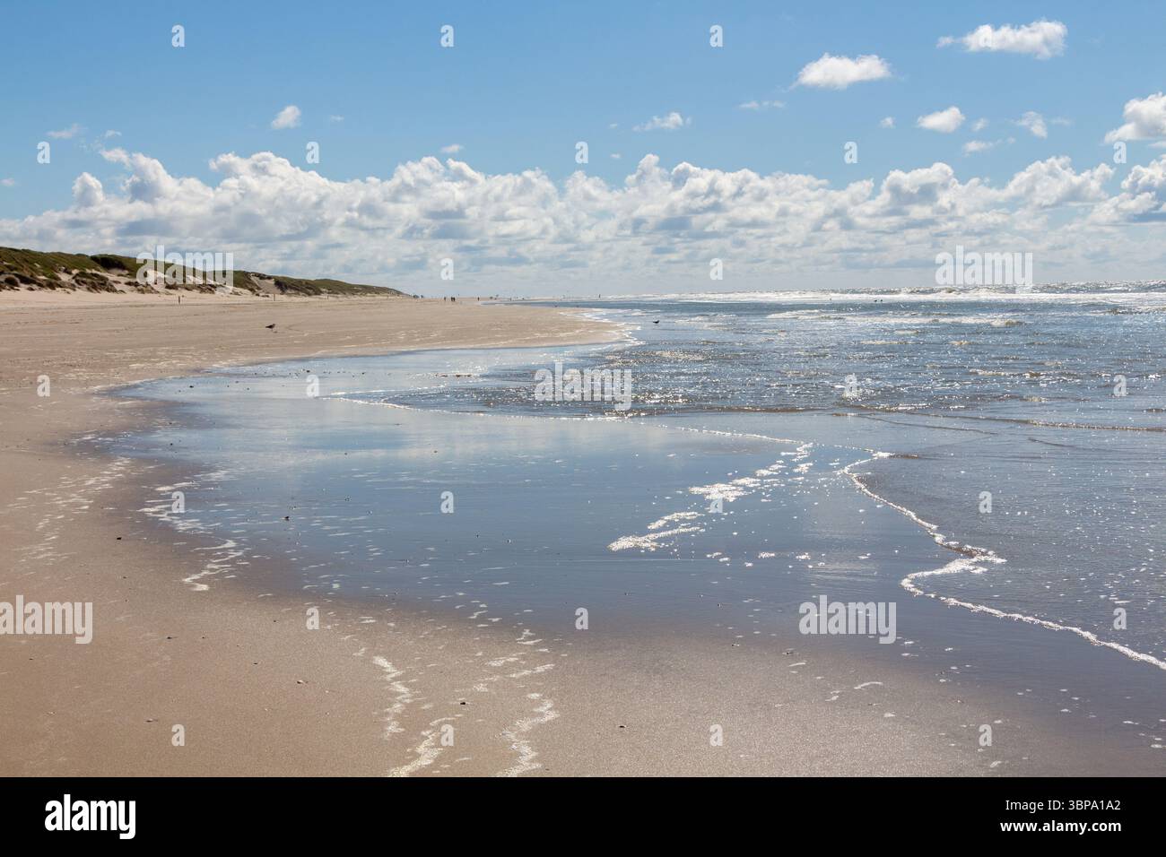 Waterline on a remote, quiet coastal strip with extensive beaches ...
