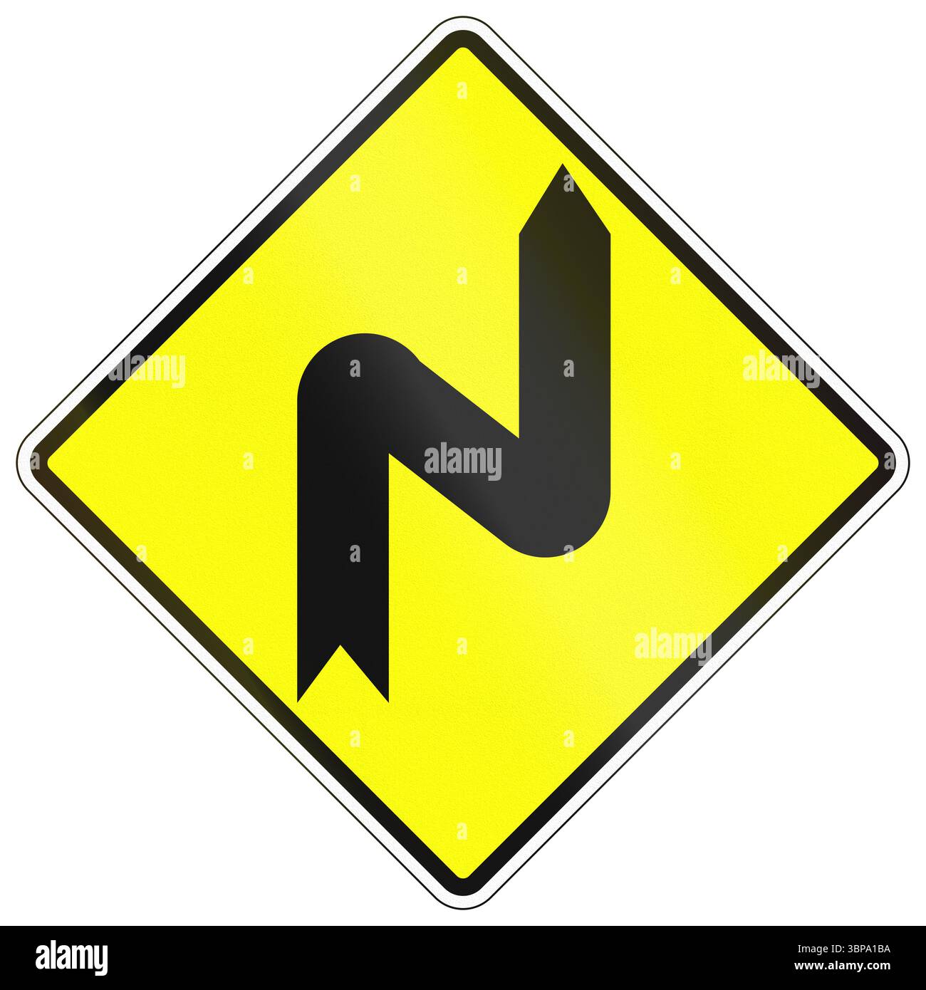 Warning road sign in Cambodia - Double bend to left and to right Stock ...