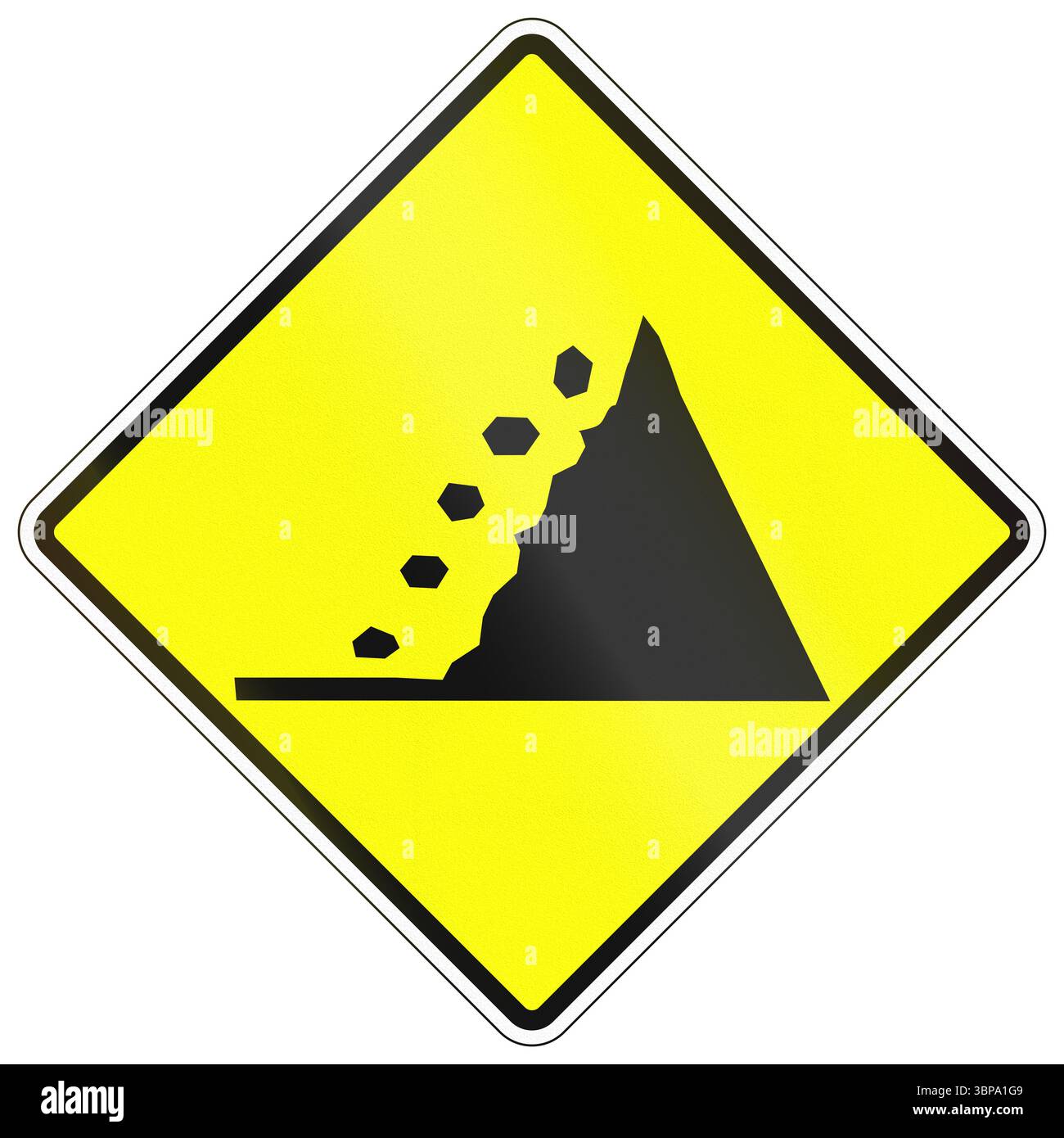 Warning road sign in Cambodia - Falling rocks Stock Photo - Alamy