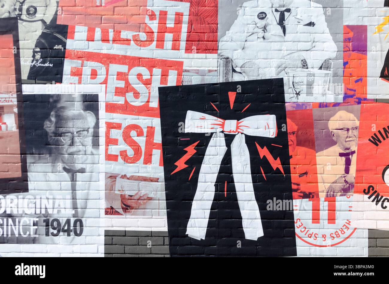 mural/artwork of colonel sanders on the side of a kfc fast food outlet ...