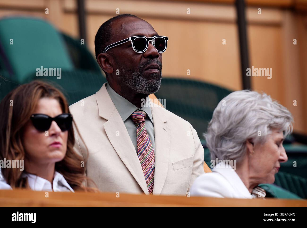 Lenny Henry in the Royal Box on day eight of the 2025 Wimbledon ...