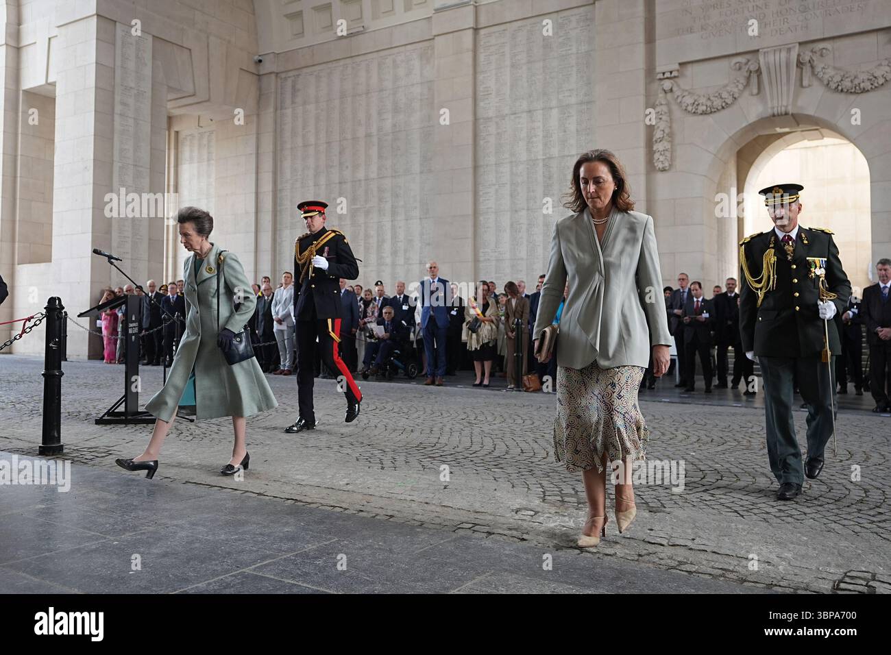 The Princess Royal and Princess Claire of Belgium view wreaths laid ...