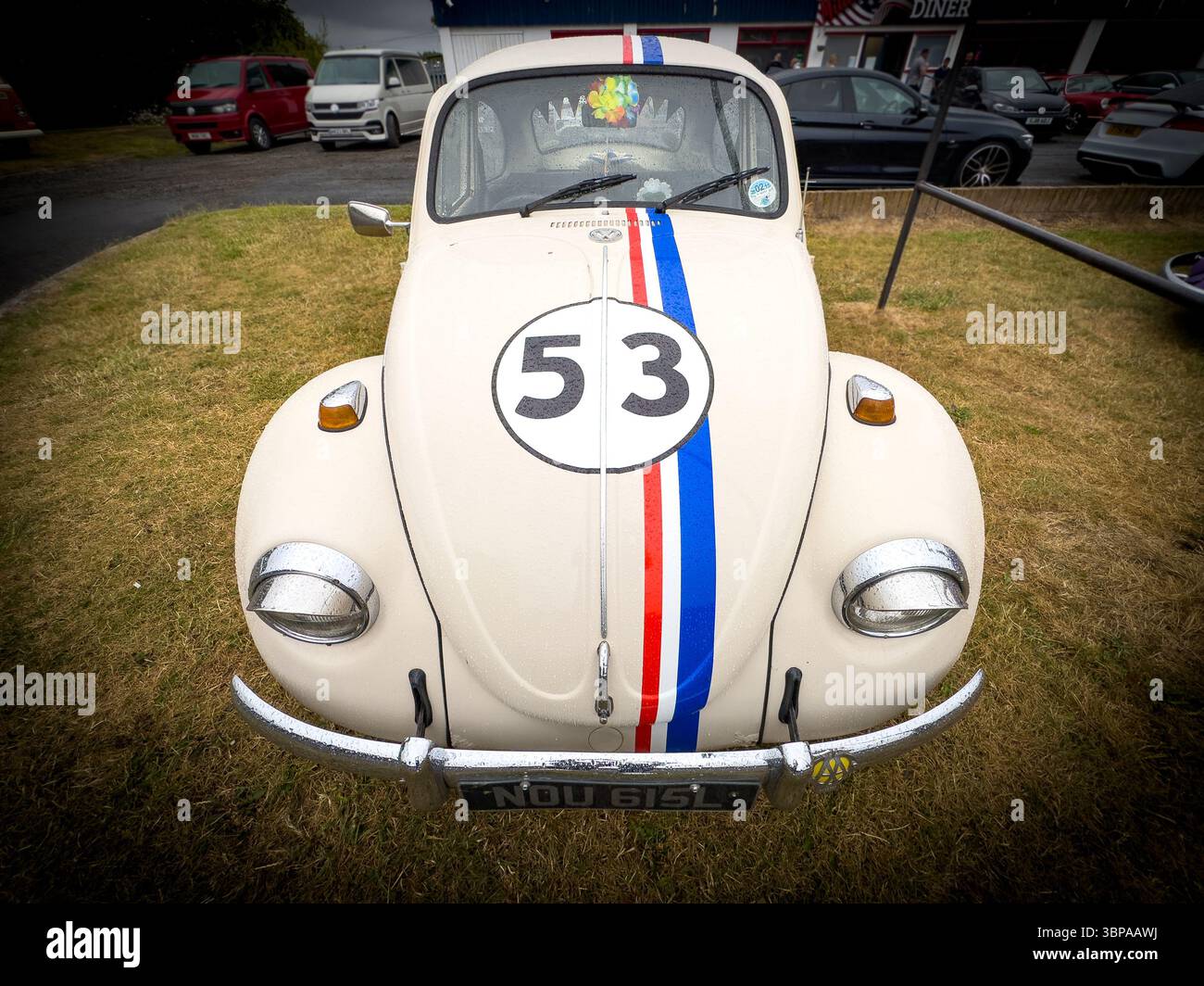 Classic Volkswagen Beetle with racing stripes and number 53 displayed ...