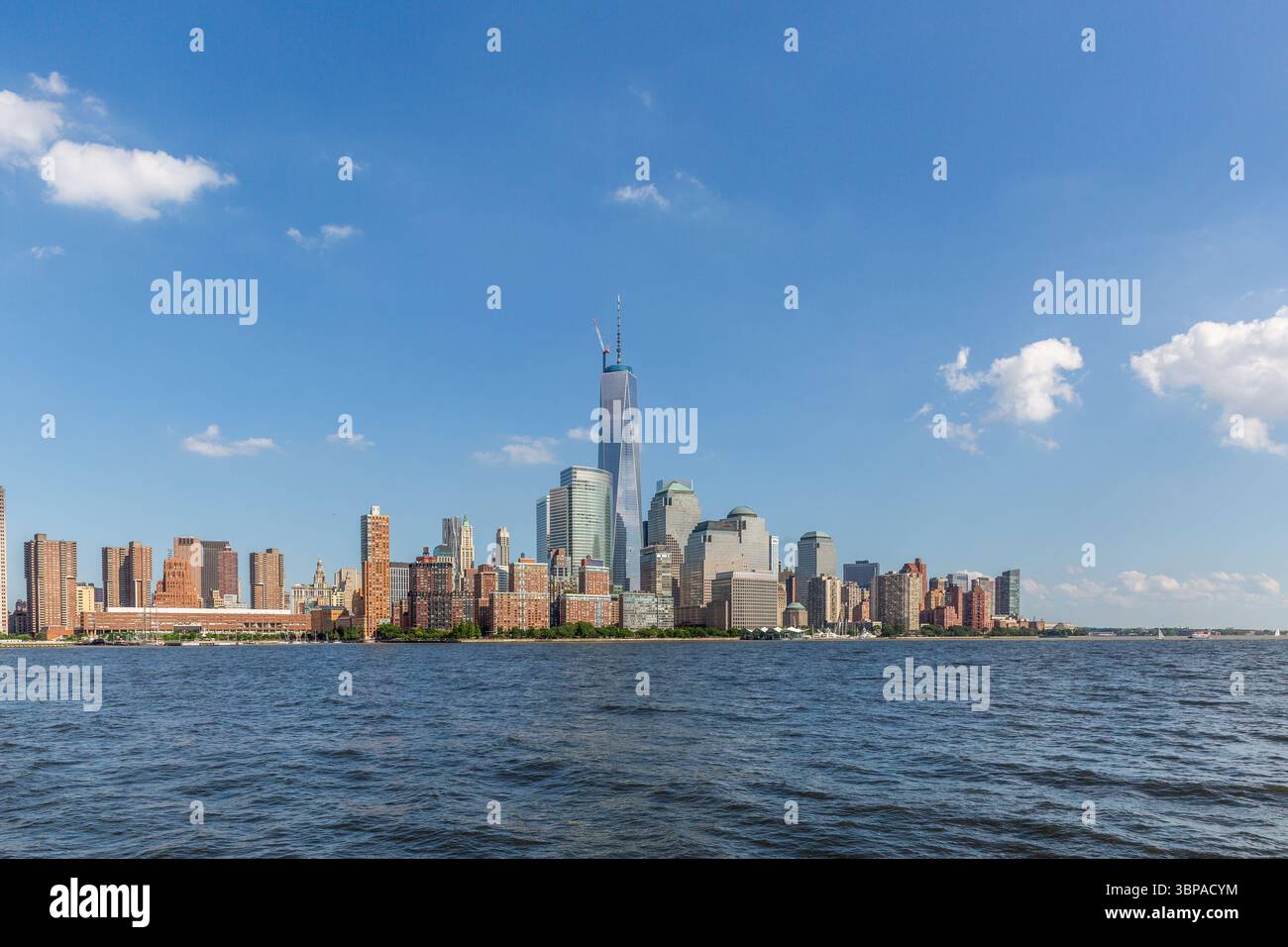 View of the southern tip of Manhattan, from the Hudson River and Upper ...